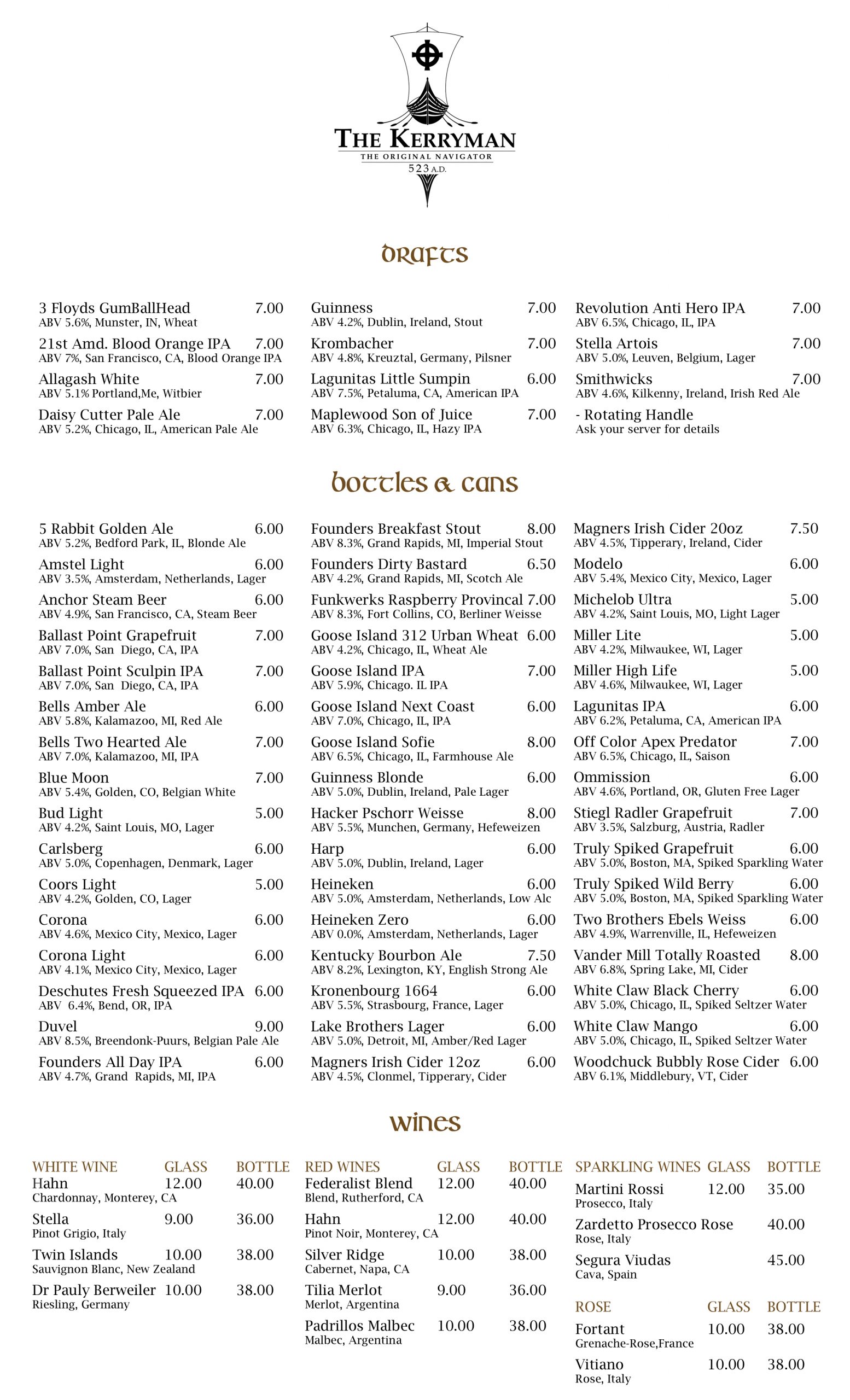 Drinks – Kerryman